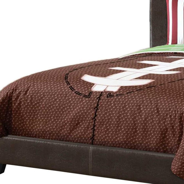 Brown Solid and Manufactured Wood Full Upholstered Faux Leather Bed Fr