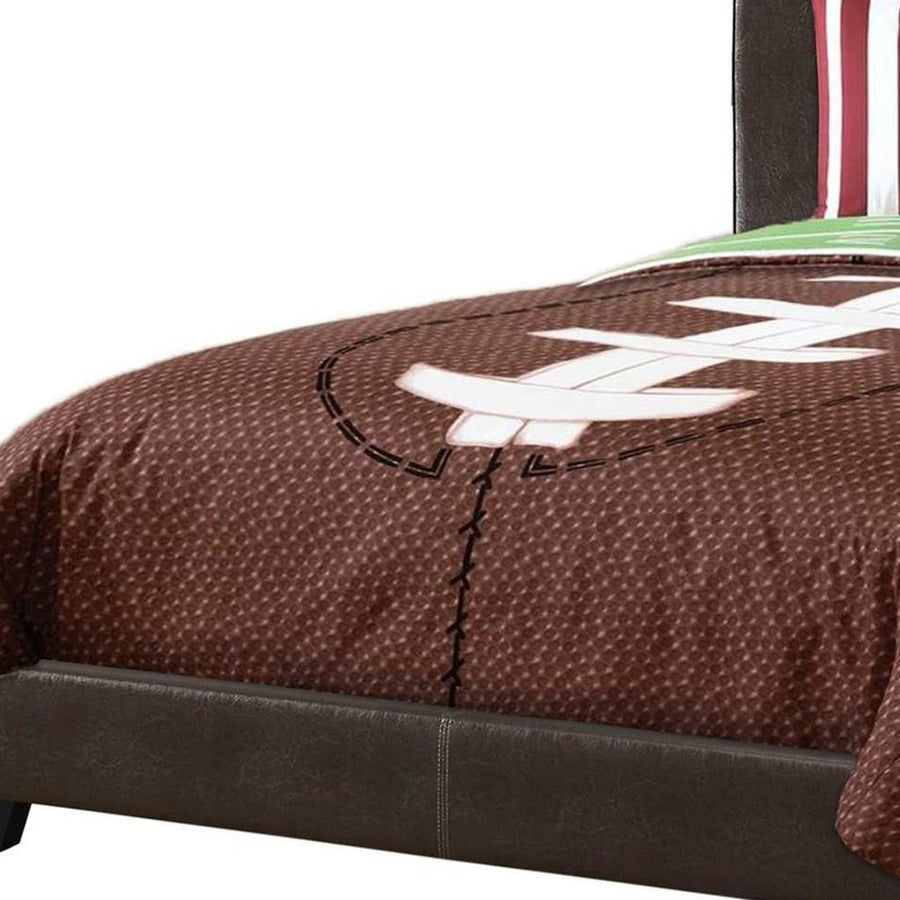 Brown Solid and Manufactured Wood Full Upholstered Faux Leather Bed Fr