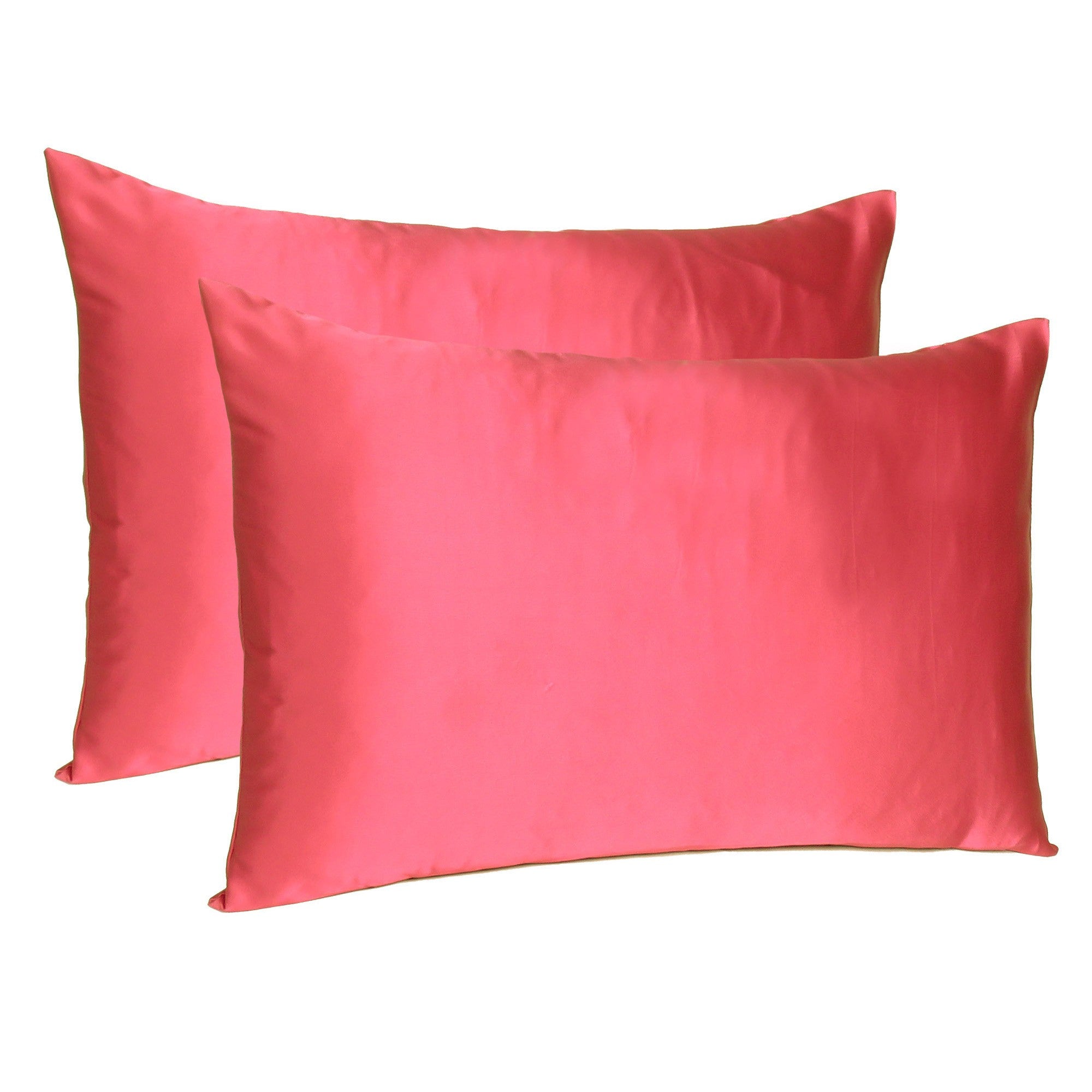 Two Piece Salmon Pink Dreamy Silky Satin Pillowcases